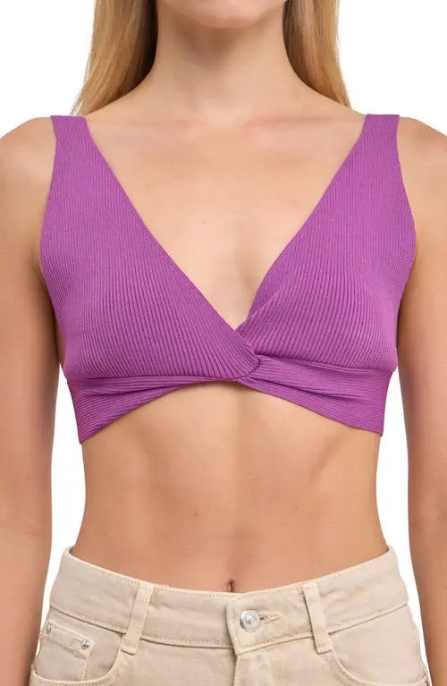 Endless Rose Twisted Ribbed Bralette Top - Grape