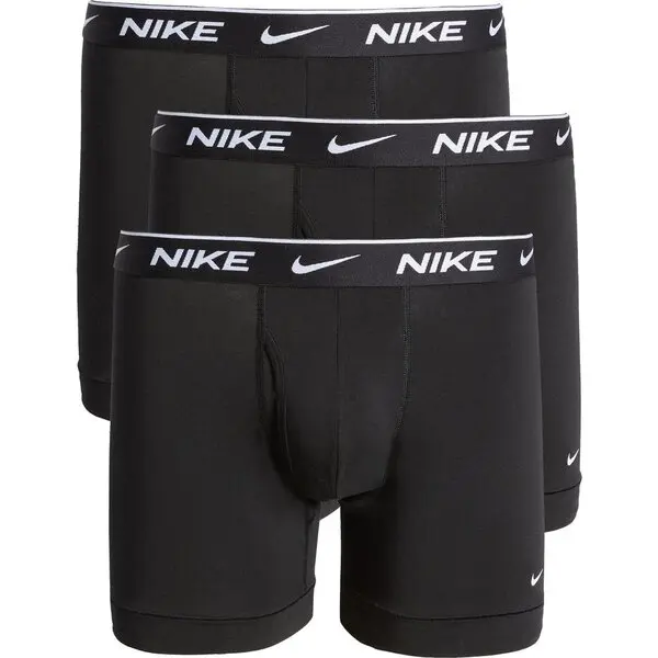 Nike Dri-fit Essential Assorted 3-pack Stretch Cotton Boxer Briefs - Black