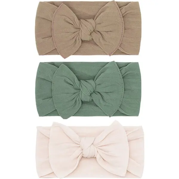BABY BLING 3-pack Bow Headbands - Oak/sage/oatmeal