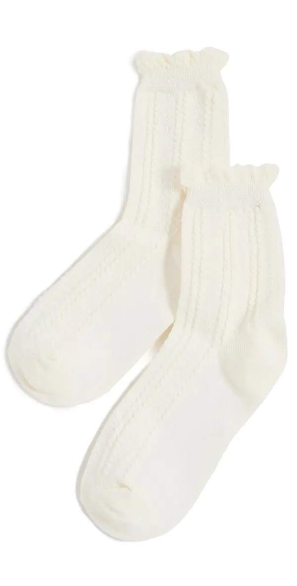 STEMS Pointelle Crew Socks - White
