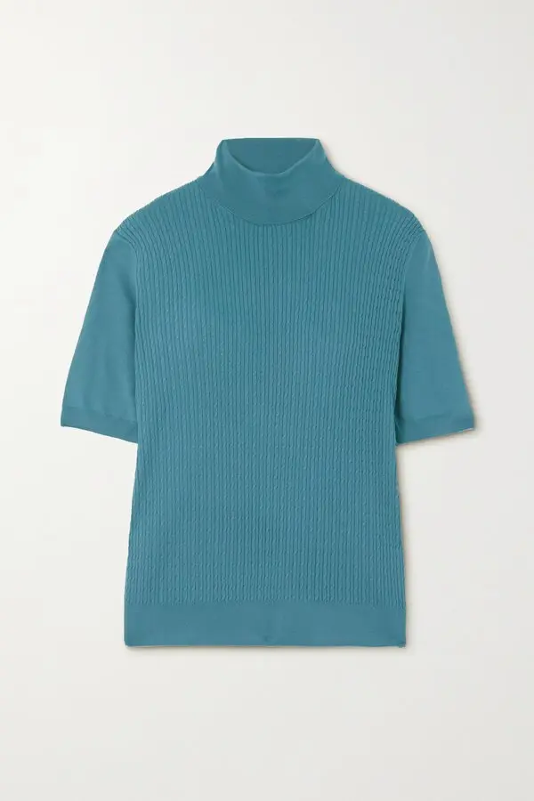 Loro Piana Dolcevita Ribbed Cashmere Turtleneck Top