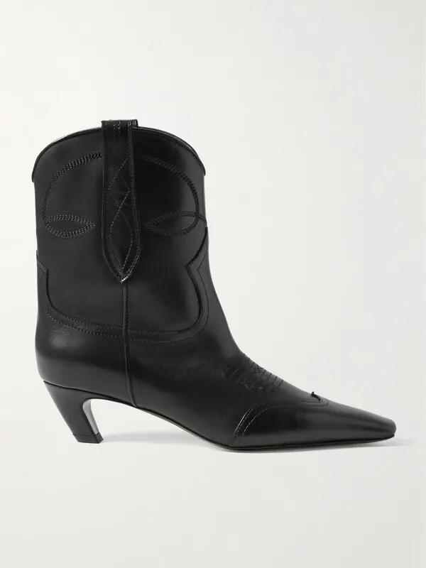 Khaite Dalls Leather Cowboy Ankle Boots