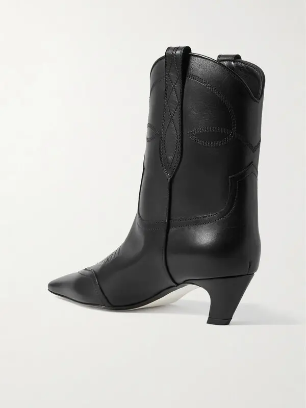 Khaite Dalls Leather Cowboy Ankle Boots