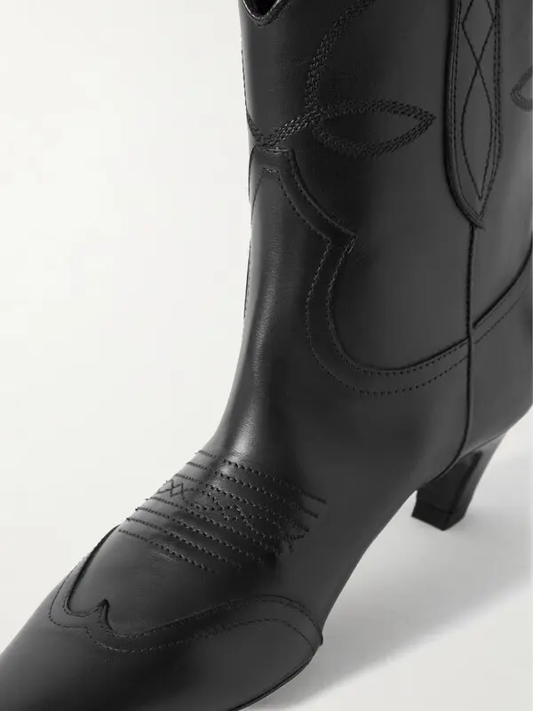 Khaite Dalls Leather Cowboy Ankle Boots
