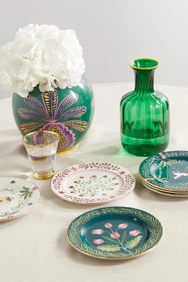 La DoubleJ Set Of Six Gold-plated Porcelain Dessert Plates