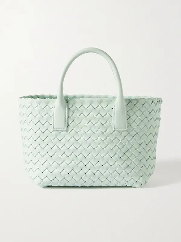 Bottega Veneta Cabat Mini Intrecciato Leather Tote - White