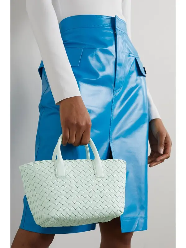Bottega Veneta Cabat Mini Intrecciato Leather Tote - White