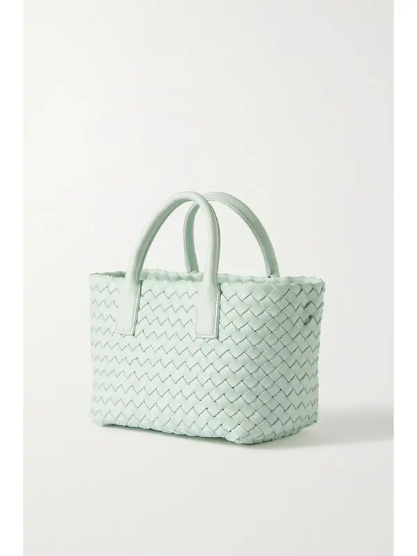 Bottega Veneta Cabat Mini Intrecciato Leather Tote - White