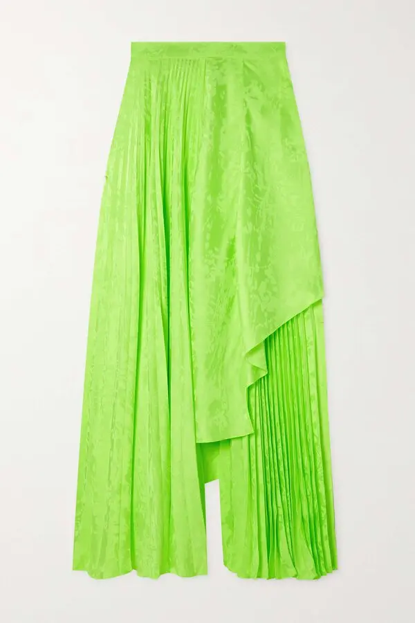 Christopher John Rogers Asymmetric Pleated Viscose Skirt