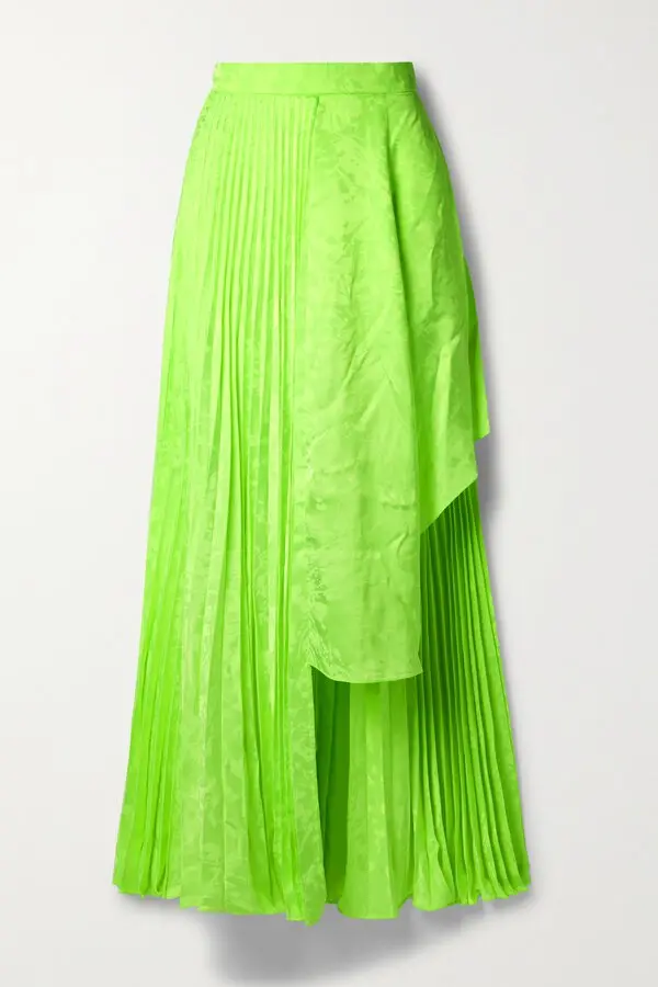 Christopher John Rogers Asymmetric Pleated Viscose Skirt