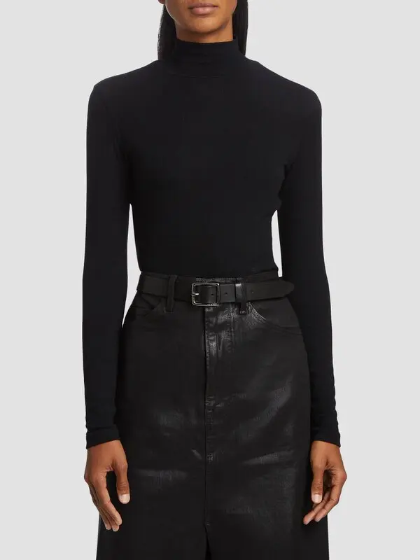 FRAME Rib Turtleneck Sweater - Noir