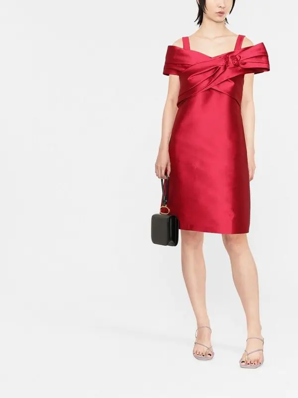 Alberta Ferretti Off-shoulder Bow Detail Dress