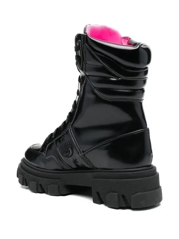 CHIARA FERRAGNI Logo-embroidered Combat Boots