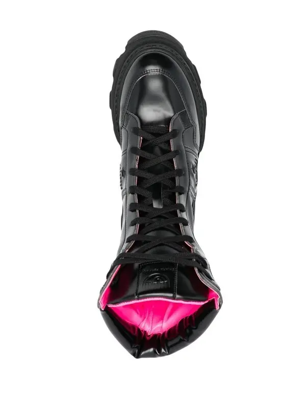 CHIARA FERRAGNI Logo-embroidered Combat Boots