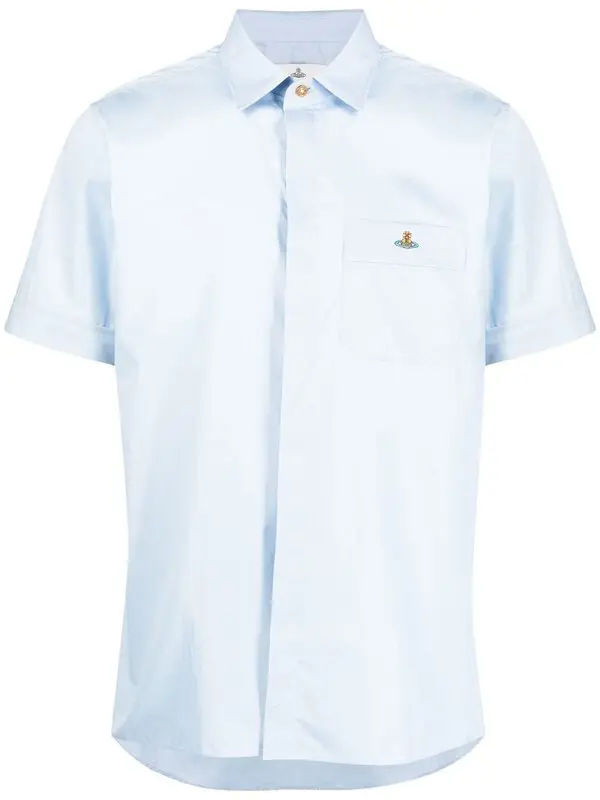 VIVIENNE WESTWOOD Embroidered Orb Short Sleeve Shirt - Blue