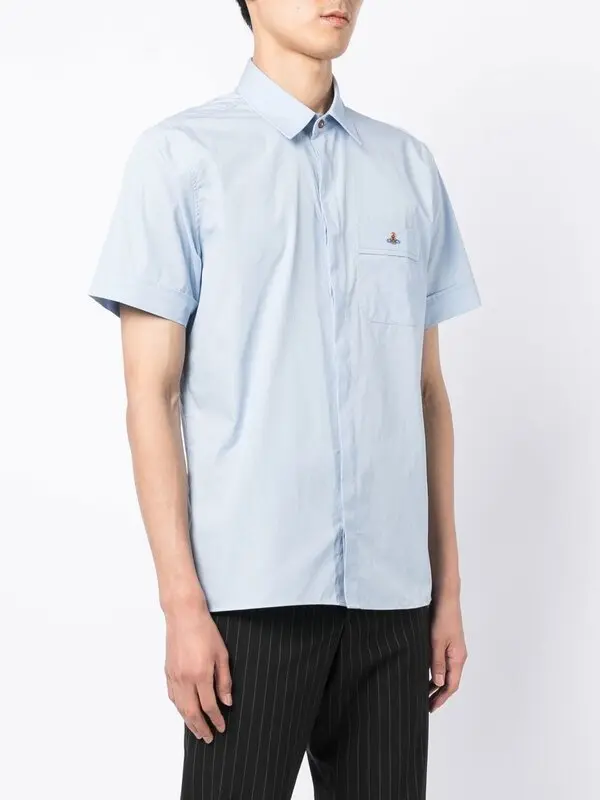 VIVIENNE WESTWOOD Embroidered Orb Short Sleeve Shirt - Blue