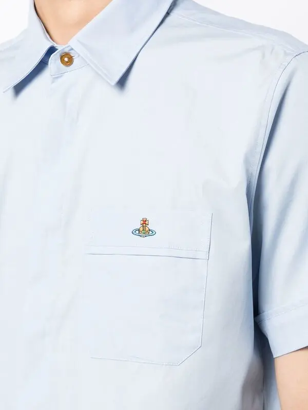 VIVIENNE WESTWOOD Embroidered Orb Short Sleeve Shirt - Blue