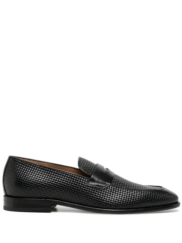 BOSS Lisbon Woven Leather Loafers