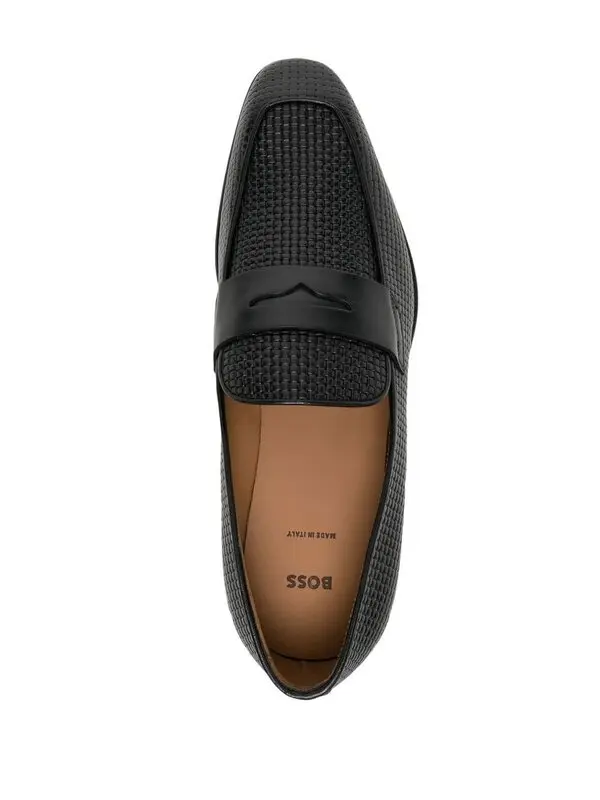 BOSS Lisbon Woven Leather Loafers