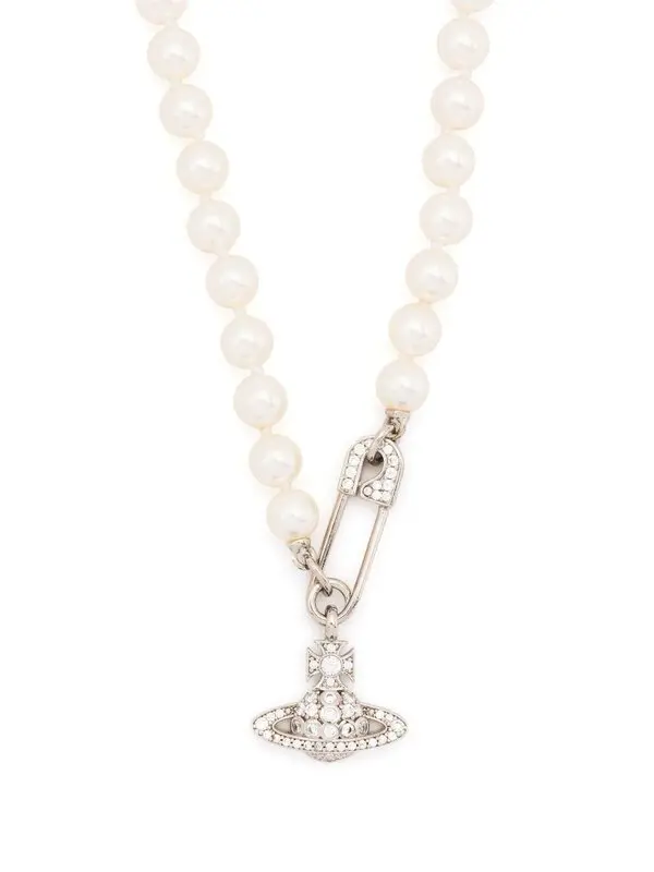 VIVIENNE WESTWOOD Orb Safety-pin Pearl Necklace