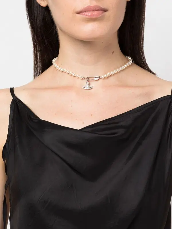 VIVIENNE WESTWOOD Orb Safety-pin Pearl Necklace