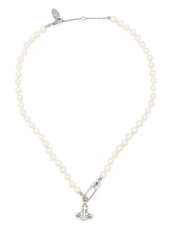 VIVIENNE WESTWOOD Orb Safety-pin Pearl Necklace