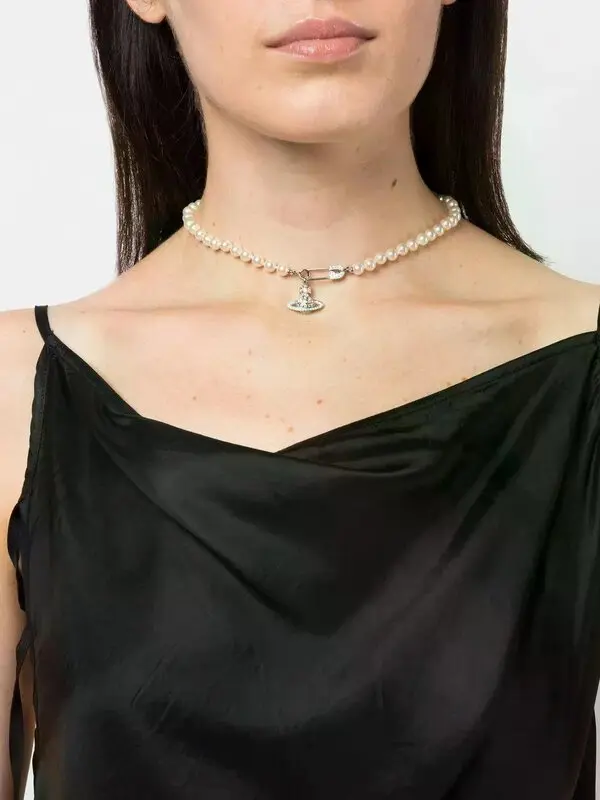 VIVIENNE WESTWOOD Orb Safety-pin Pearl Necklace