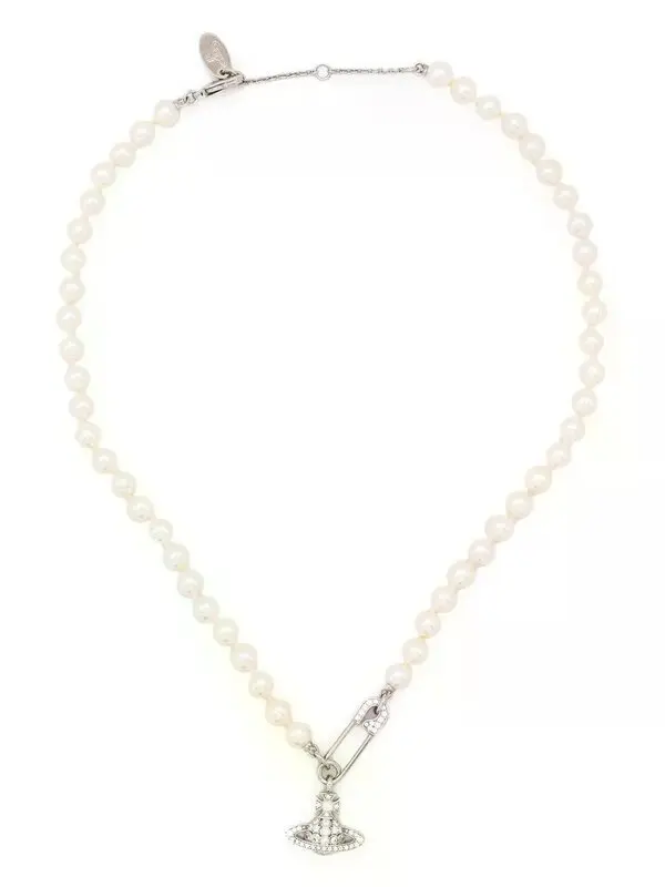 VIVIENNE WESTWOOD Orb Safety-pin Pearl Necklace