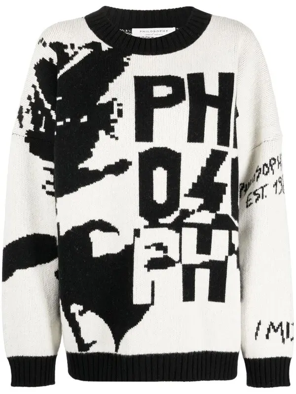 Philosophy Di Lorenzo Serafini Logo-knit Virgin Wool Jumper - White