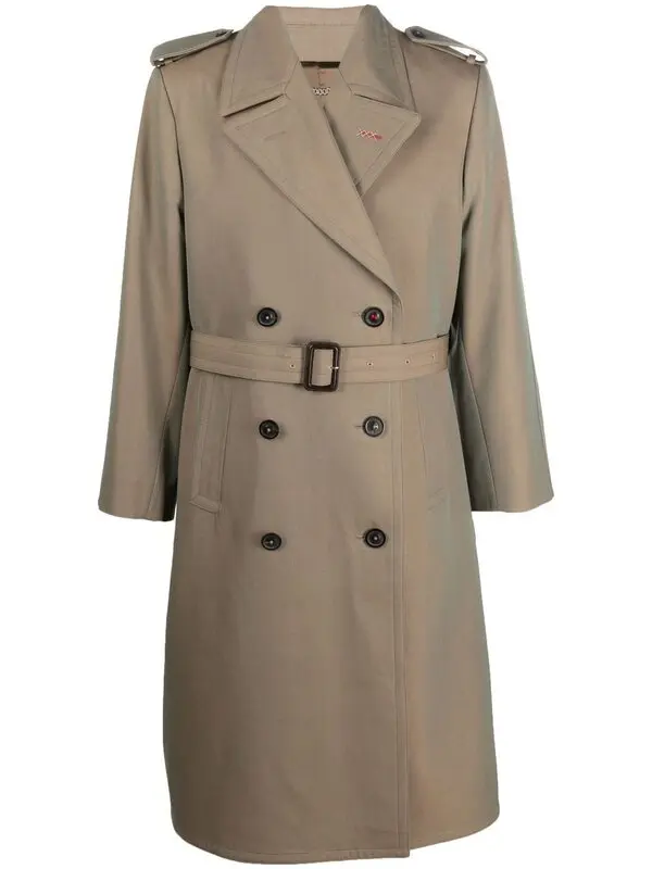 MAISON MARGIELA Double-breasted Wool Trench Coat - Green