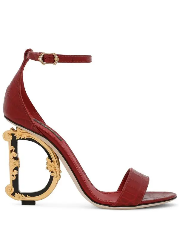 Dolce & Gabbana Baroque Dg 105mm Leather Sandals - Red