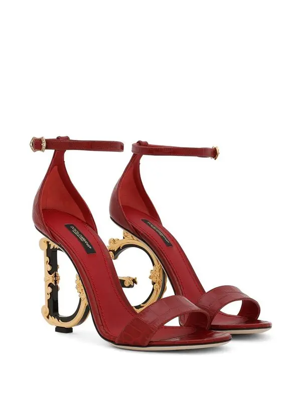 Dolce & Gabbana Baroque Dg 105mm Leather Sandals - Red