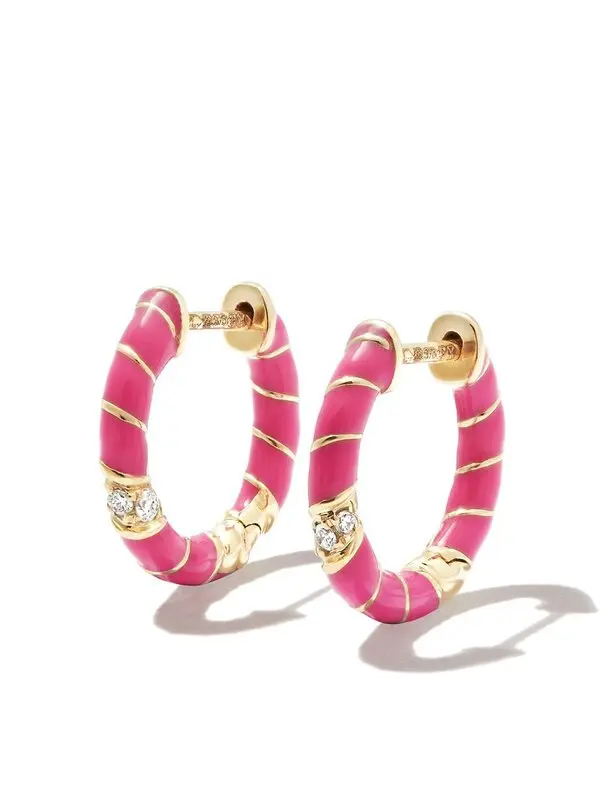 Yvonne Léon 9kt Yellow Twist Enamel Hoop Earrings - Gold