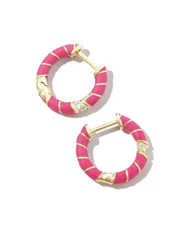 Yvonne Léon 9kt Yellow Twist Enamel Hoop Earrings