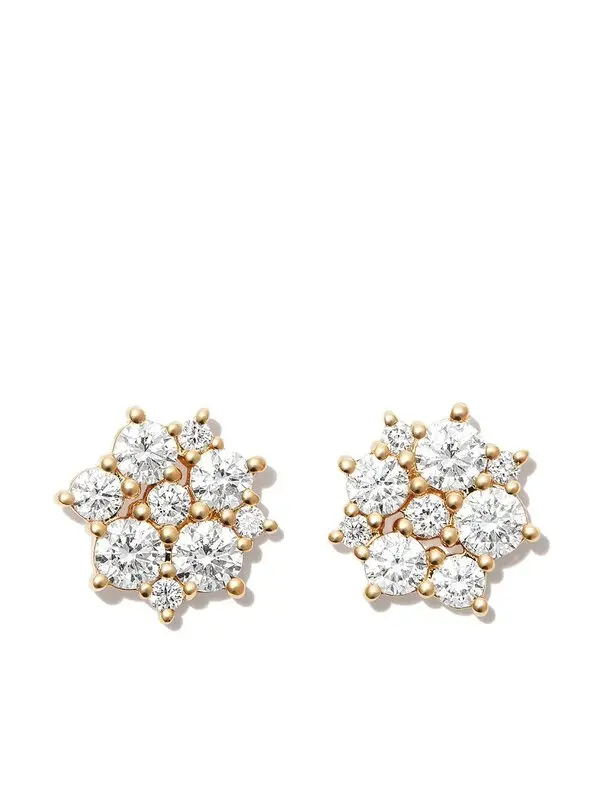 SYDNEY EVAN 14kt Yellow Diamond Cocktail Stud Earrings - Gold
