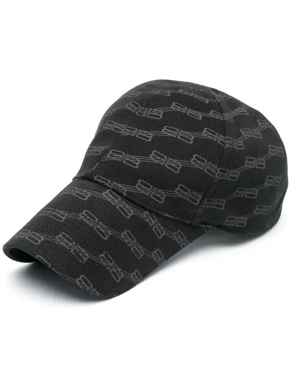 Balenciaga Monogram Print Cotton Cap - Black