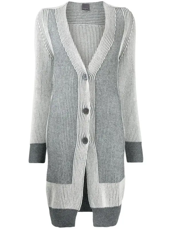 Lorena Antoniazzi Colour-block Ribbed Knit Cardigan-coat