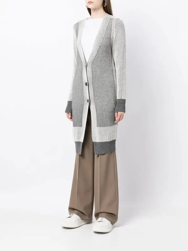 Lorena Antoniazzi Colour-block Ribbed Knit Cardigan-coat