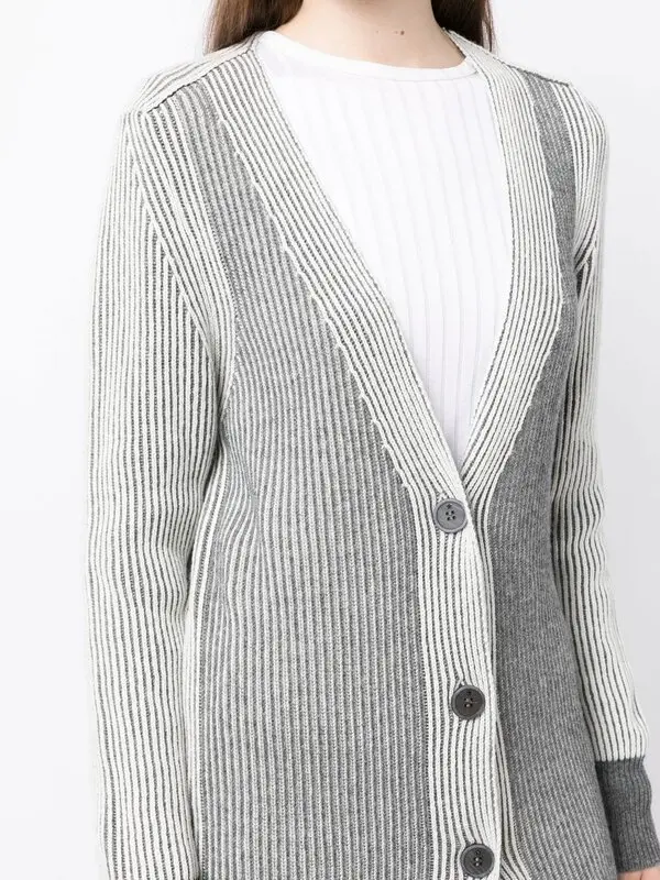 Lorena Antoniazzi Colour-block Ribbed Knit Cardigan-coat