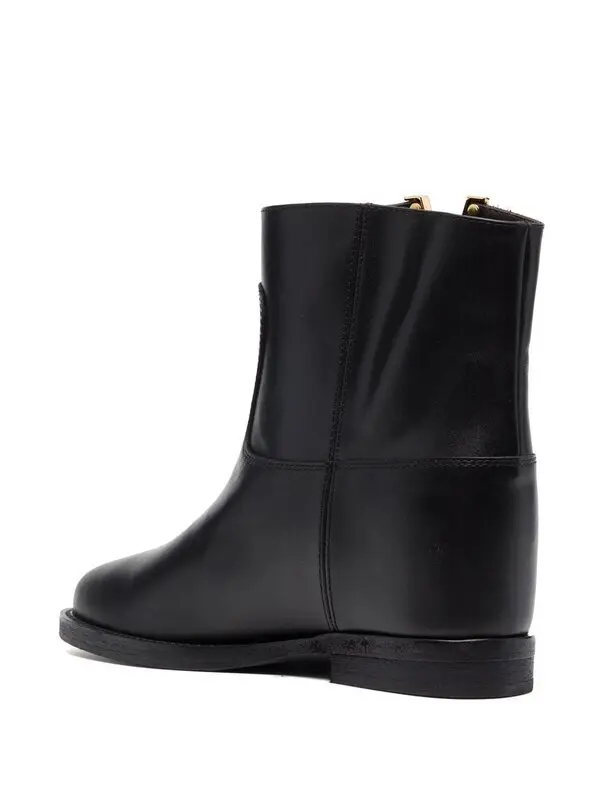 VIA ROMA 15 Calf Leather Logo Plaque Inner-wedge-heel Ankle Boots
