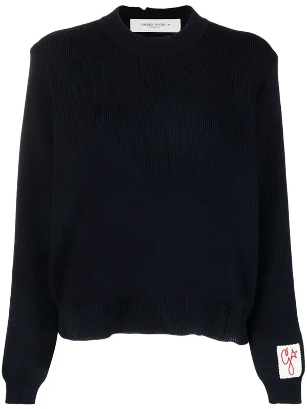 GOLDEN GOOSE Distressed Long-sleeved Jumper - Blue