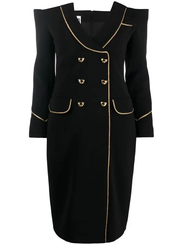 Moschino Teddy Bear-buttoned Off-shoulder Dress