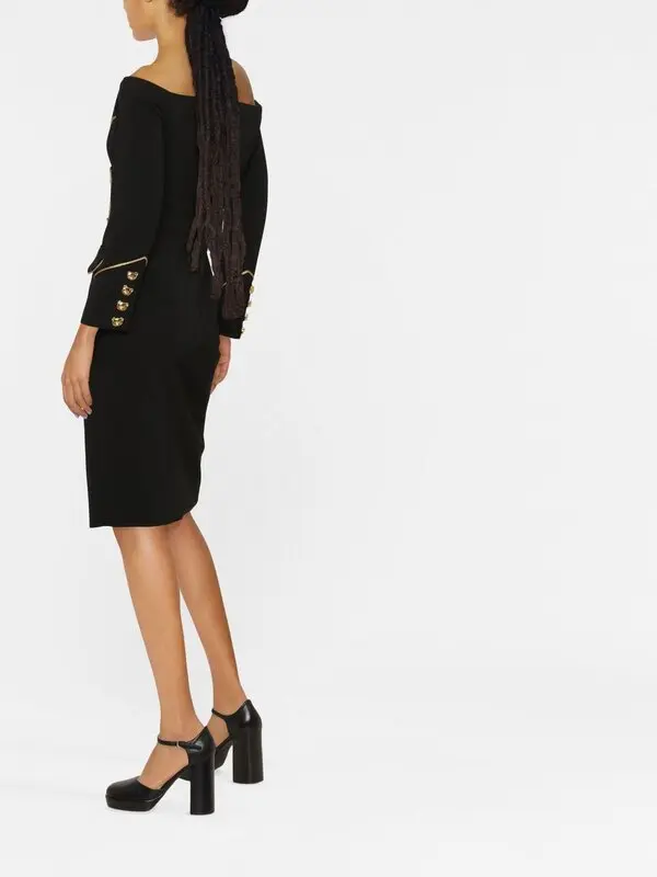 Moschino Teddy Bear-buttoned Off-shoulder Dress