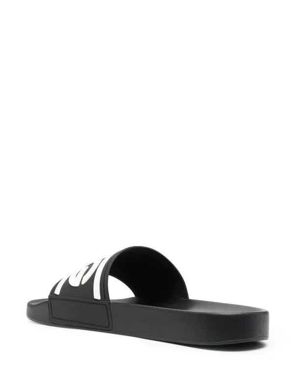Dolce & Gabbana Logo Print Beach Slides - Black