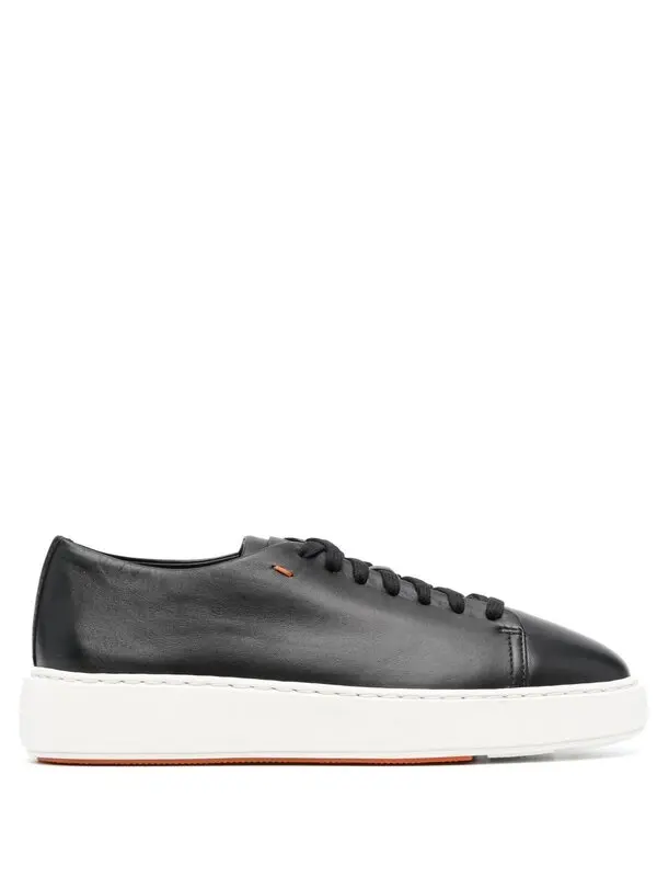 Santoni Leather Low-top Sneakers - Black