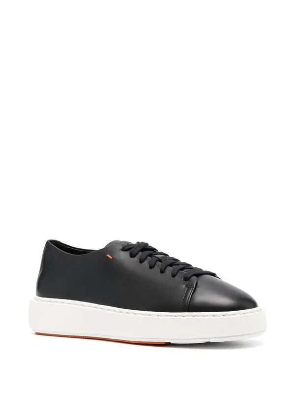 Santoni Leather Low-top Sneakers - Black