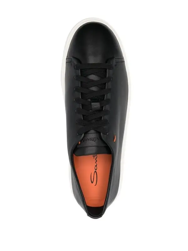 Santoni Leather Low-top Sneakers - Black