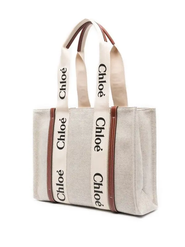 Chloé Woody Logo-print Tote - Neutrals