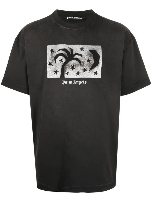 Palm Angels Graphic-print Crew-neck T-shirt - Black