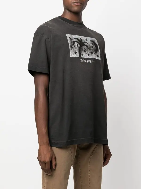 Palm Angels Graphic-print Crew-neck T-shirt - Black
